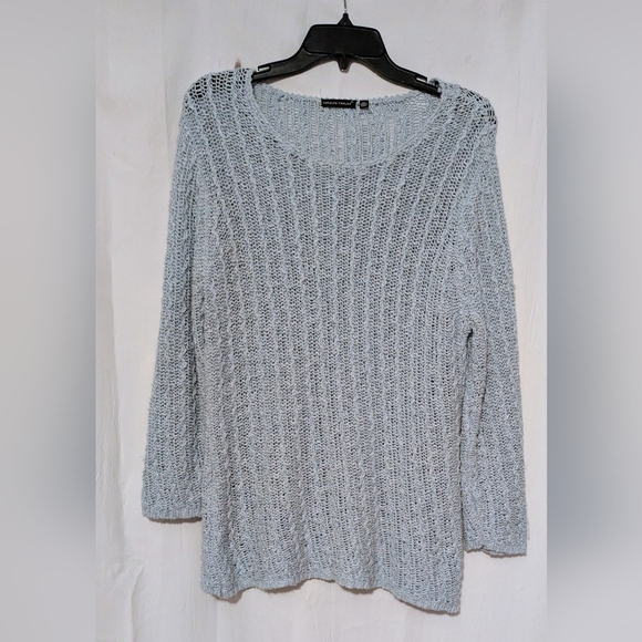 Carolyn Taylor | Sweaters | Carolyn Taylor Light Blue Metallic Knit ...